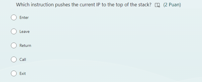 Solved Which instruction pushes the current IP to the top of | Chegg.com