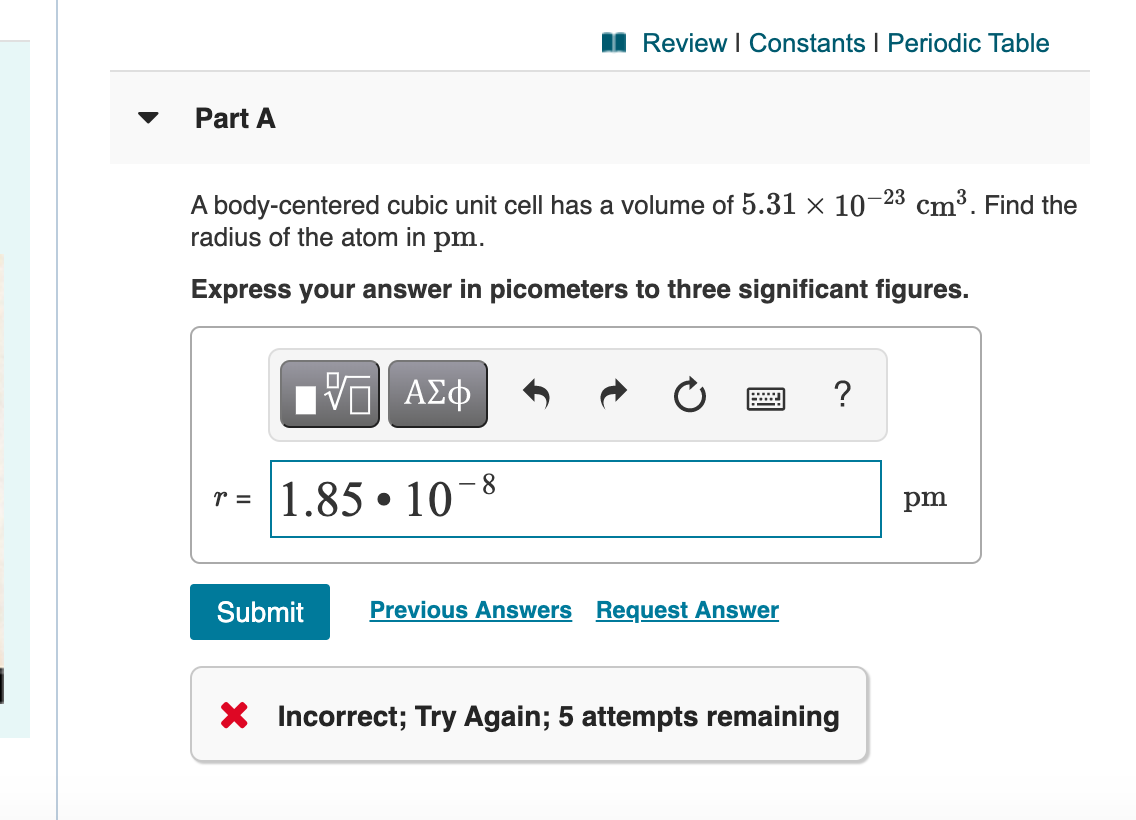Solved 1 Review | Constants | Periodic Table Part A A | Chegg.com