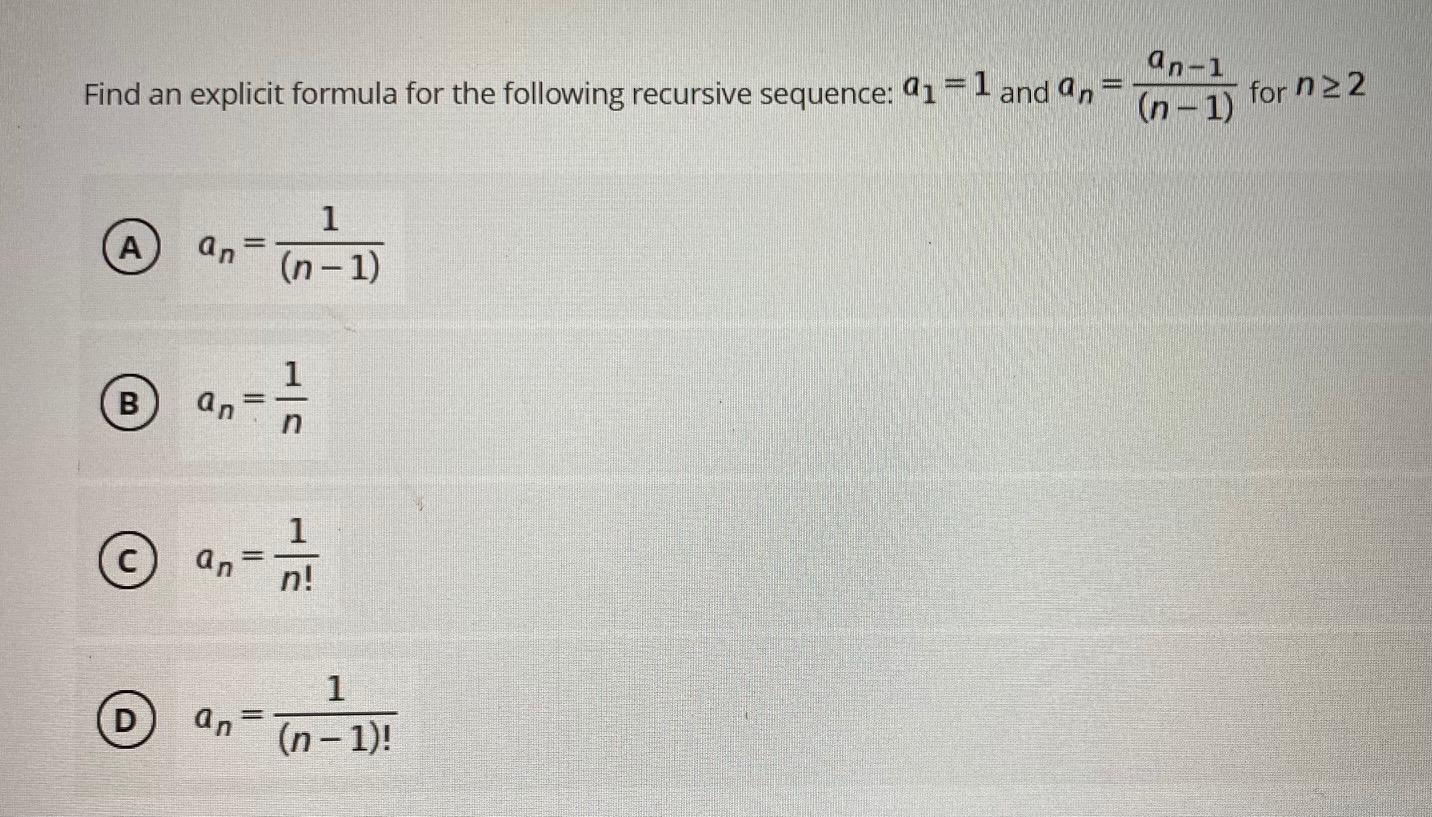 Solved Find an explicit formula for the following recursive | Chegg.com