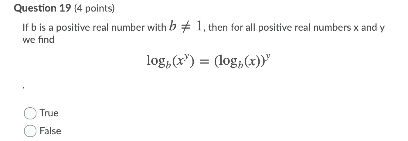 Solved Question 19 (4 points) If b is a positive real number | Chegg.com