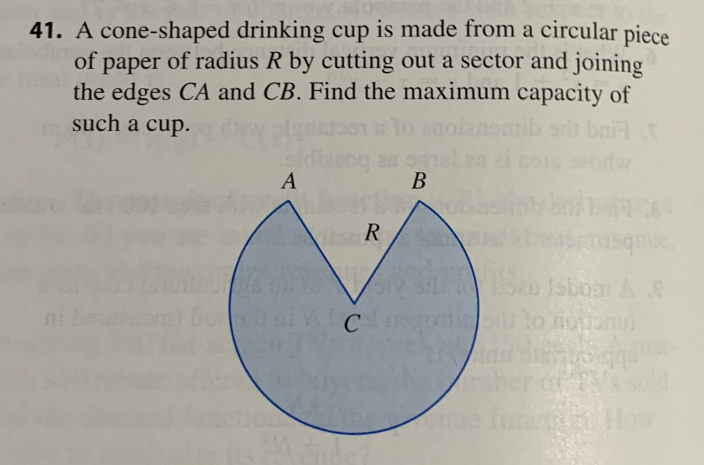 Solved 41. A cone-shaped drinking cup is made from a | Chegg.com