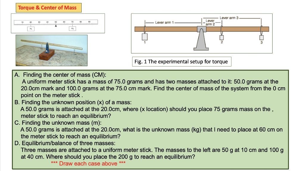 Solved Torque & Center of Mass Lever arm 3 10 20 30 50 70 | Chegg.com