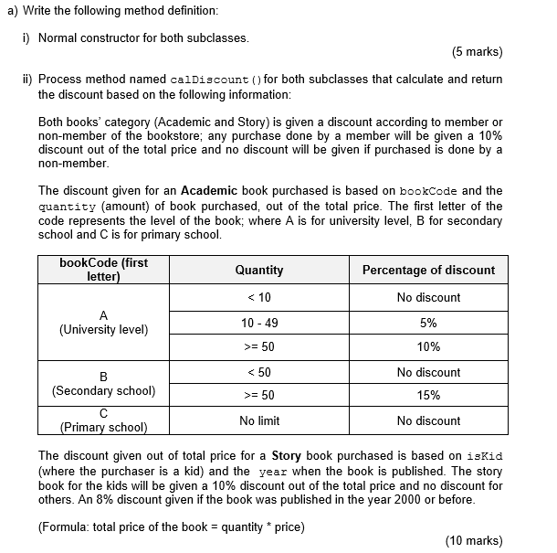 Solved Given the following superclass and subclasses: public | Chegg.com