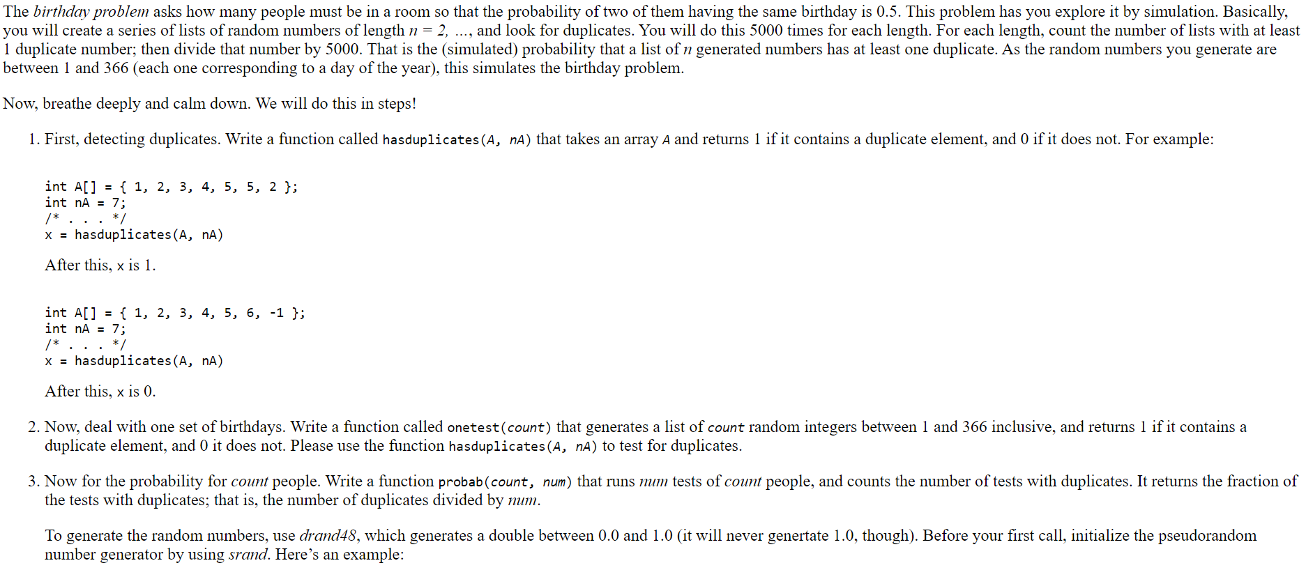 Solved The birthday problem asks how many people must be in | Chegg.com