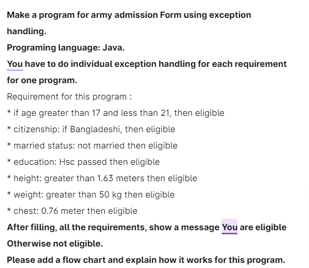 Solved Make a program for army admission Form using | Chegg.com