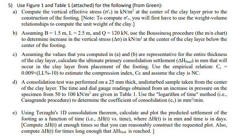 Solved 5) Use Figure 1 and Table 1 (attached) for the | Chegg.com
