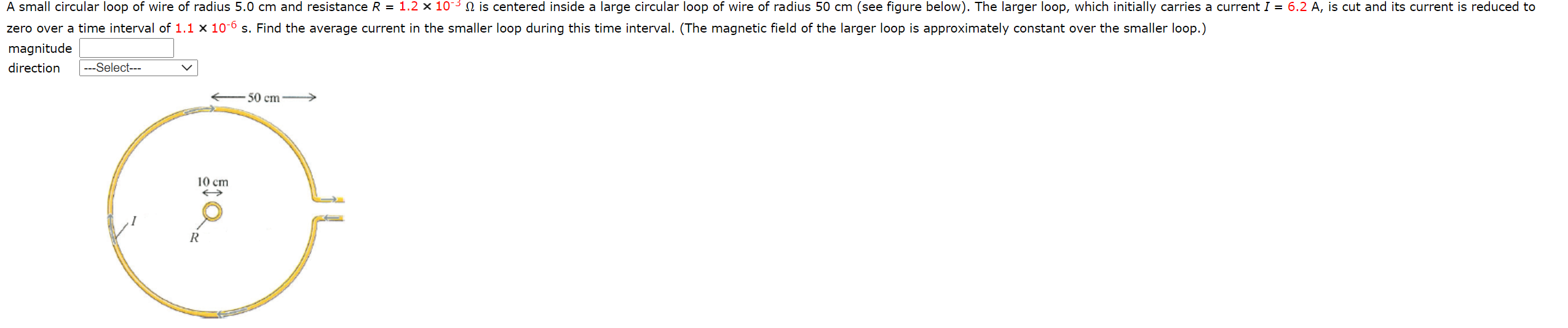 Solved A small circular loop of wire of radius 5.0 cm and | Chegg.com