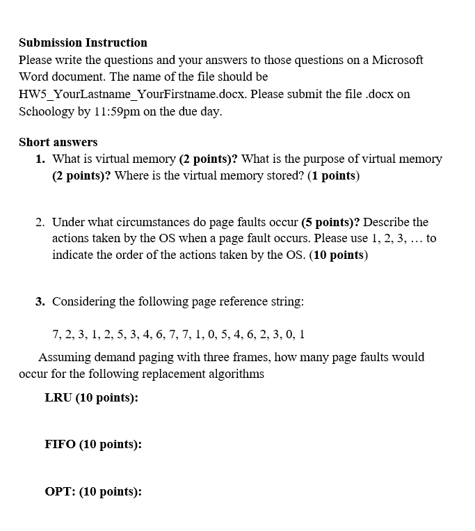 Solved Submission Instruction Please write the questions and | Chegg.com