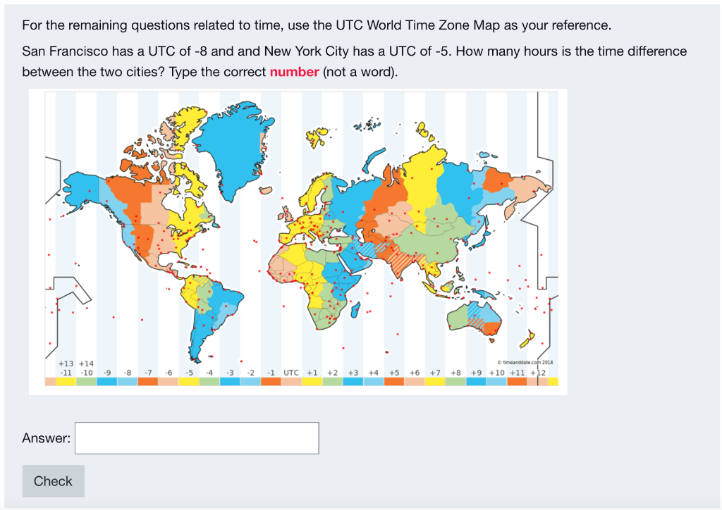 Solved For the remaining questions related to time, use the | Chegg.com