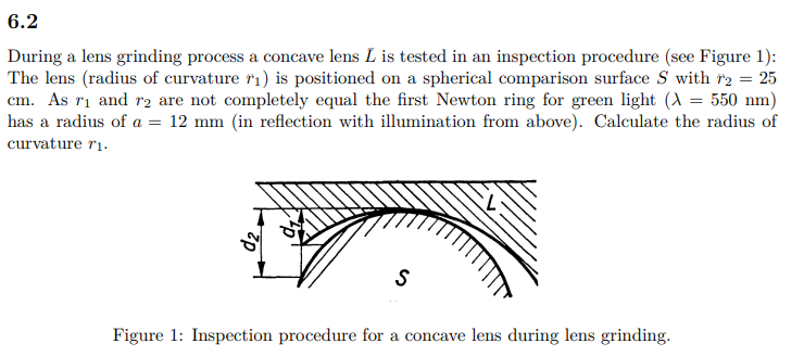 Solved During a lens grinding process a concave lens L is | Chegg.com