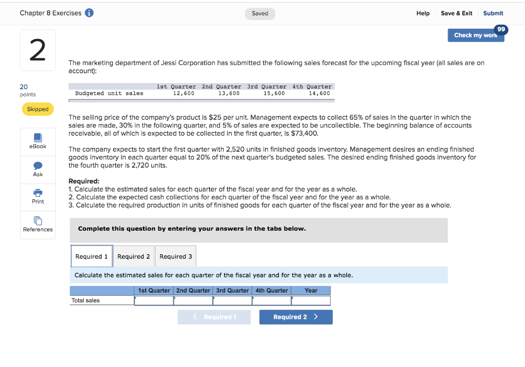 Solved Chapter 8 Exercises Saved Help Save & Exit Submit 66 | Chegg.com