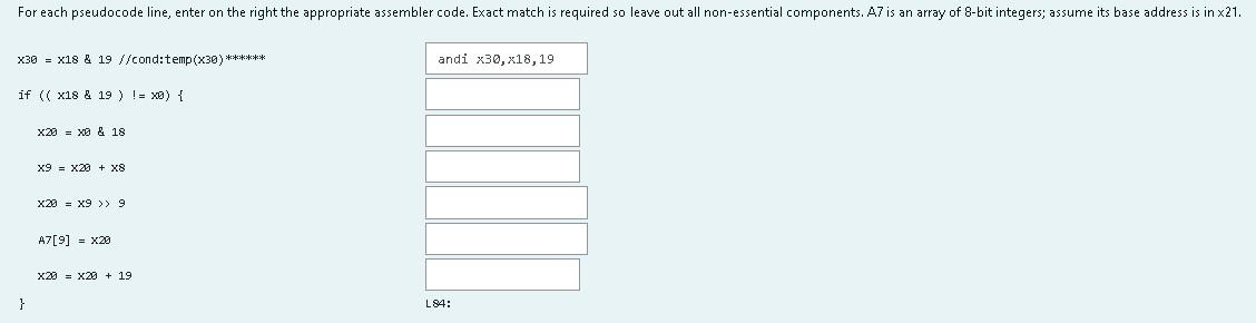 Solved For each pseudocode line, enter on the right the | Chegg.com