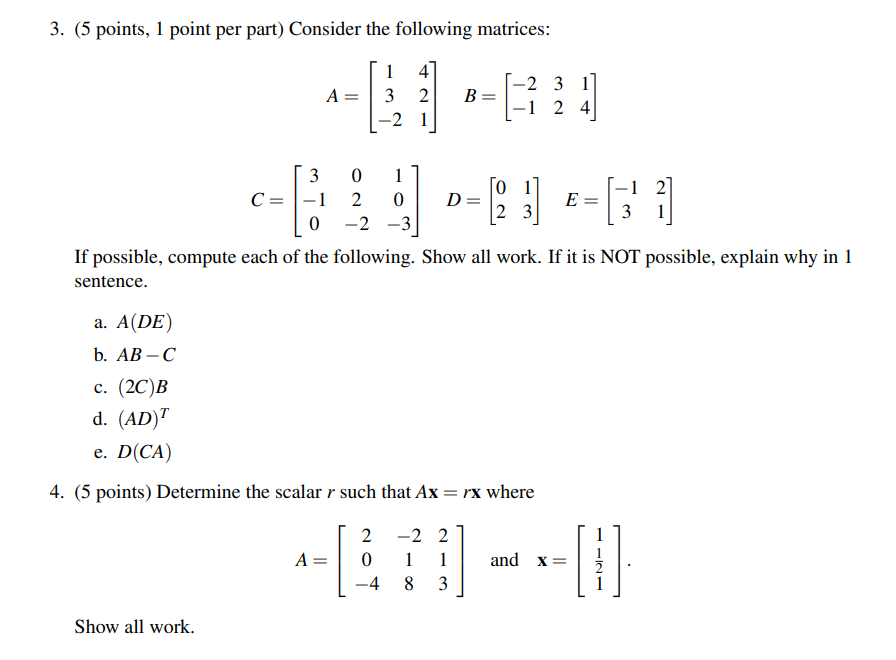 Solved 3. (5 points, 1 point per part) Consider the | Chegg.com