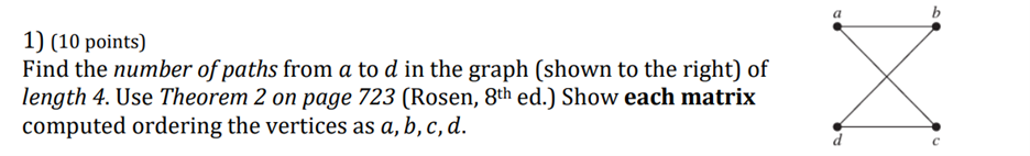 Solved 1) (10 points) Find the number of paths from a to d | Chegg.com