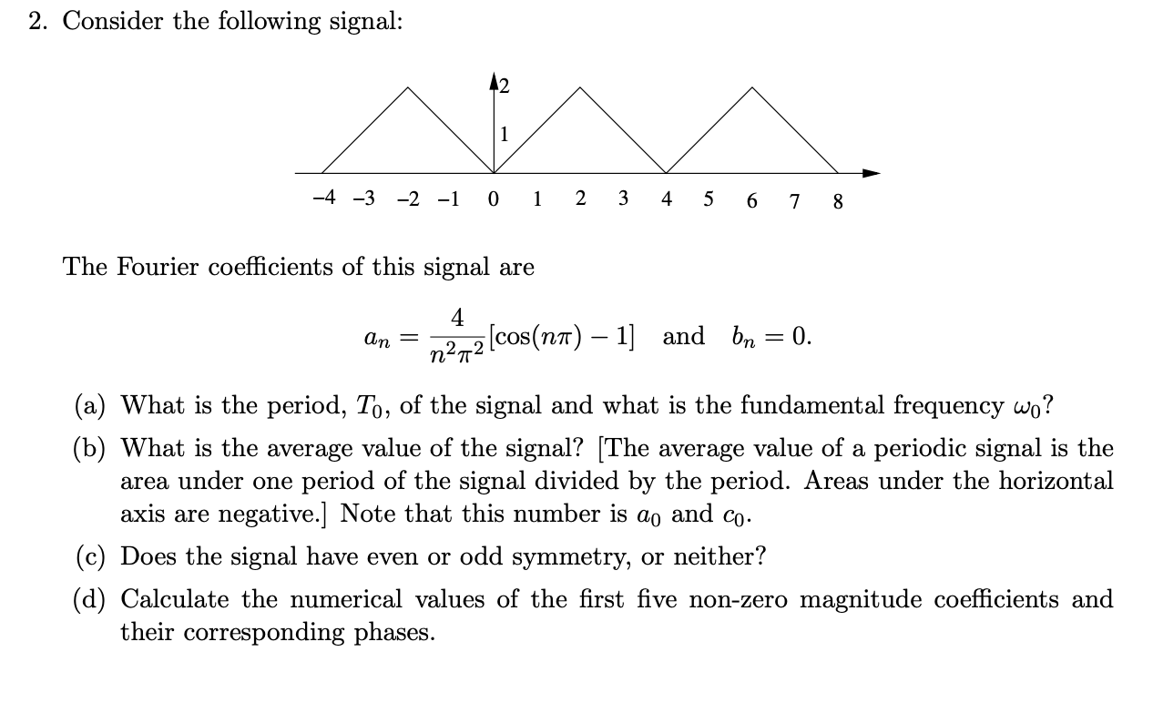 Solved 2. Consider the following signal: 1 -4 -3 -2 -1 0 1 2 | Chegg.com