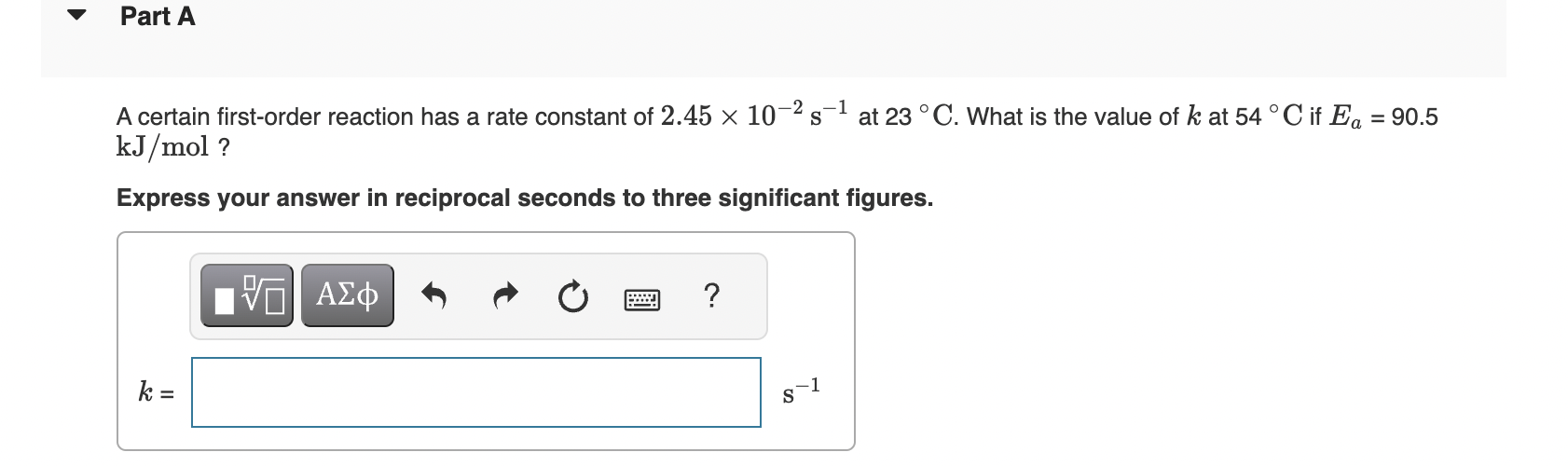 Solved A certain first-order reaction has a rate constant of | Chegg.com