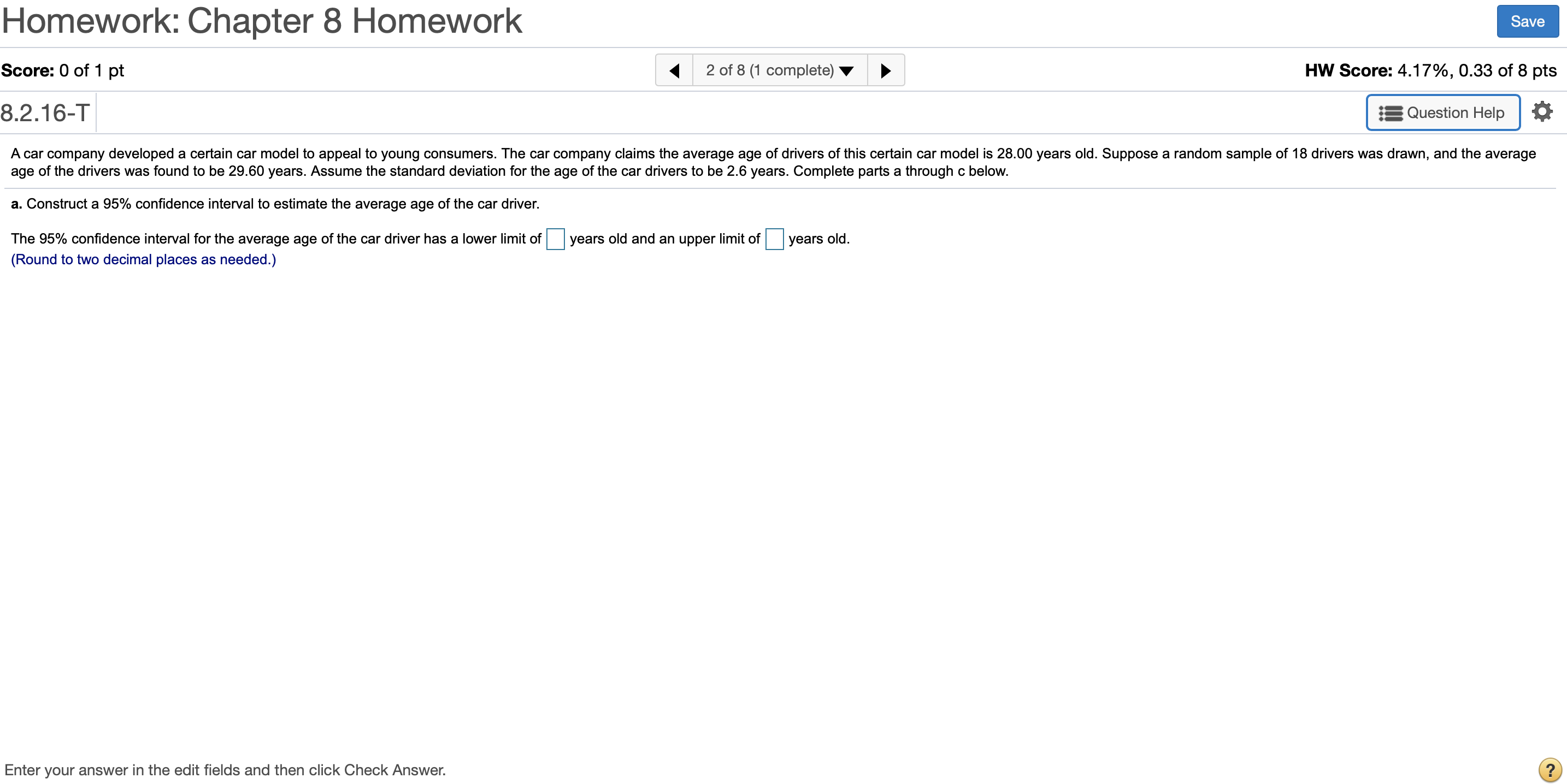 Solved Homework Chapter 8 Homework Save Score 0 Of 1 Pt 2