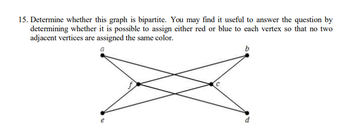 Solved 5 Determine Whether This Graph Is Bipartite You May