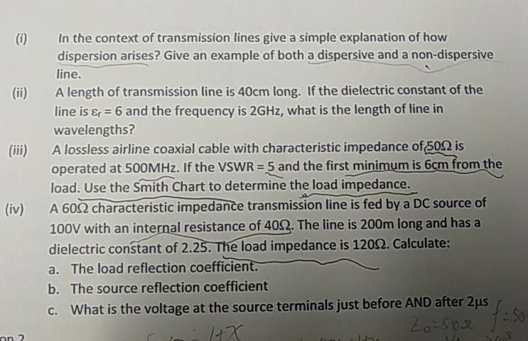 Solved In the context of transmission lines give a simple | Chegg.com