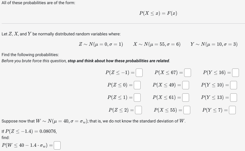 Solved Let X,Z.Ybe normally distributed random variables | Chegg.com