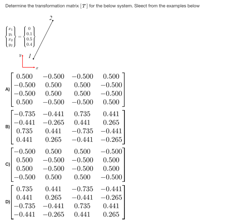 Determine the transformation matrix [T] for the below | Chegg.com