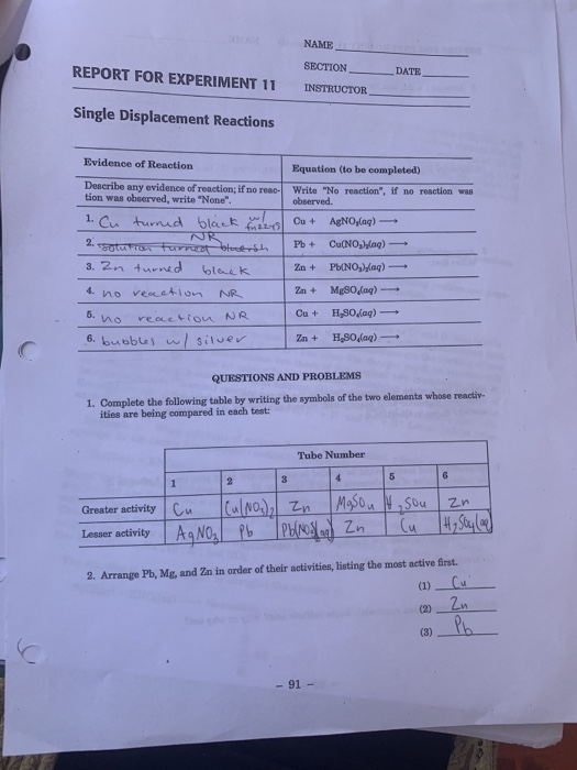 Double Displacement Reaction Experiment