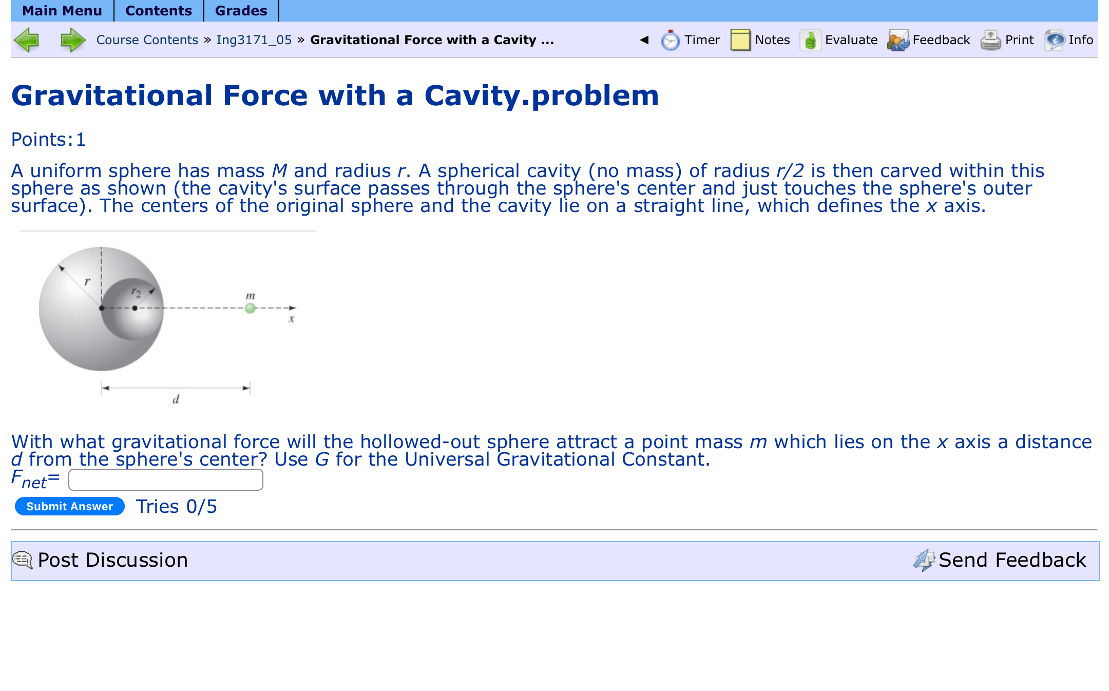 Solved A uniform sphere has mass M and radius r. A spherical | Chegg.com