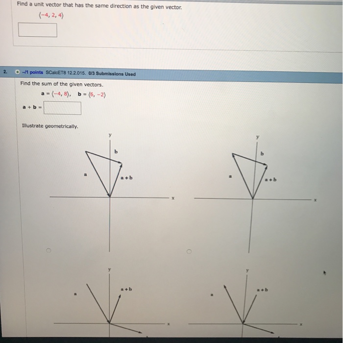 Solved 1. -12 points SCalcET8 12.1.013. 0/3 Submissions Used | Chegg.com Solved 1. -12 points SCalcET8 12.1.013. 0/3 Submissions Used | Chegg.com