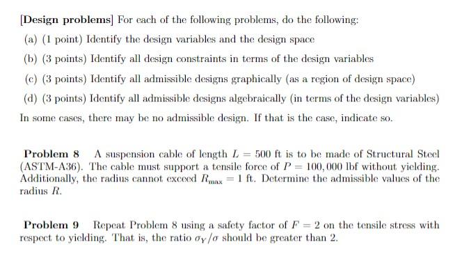 [Design problems] For each of the following problems, | Chegg.com