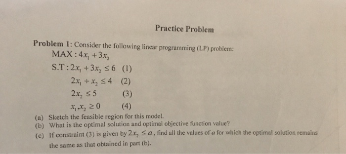 Solved Practice Problem Problem 1: Consider the following | Chegg.com