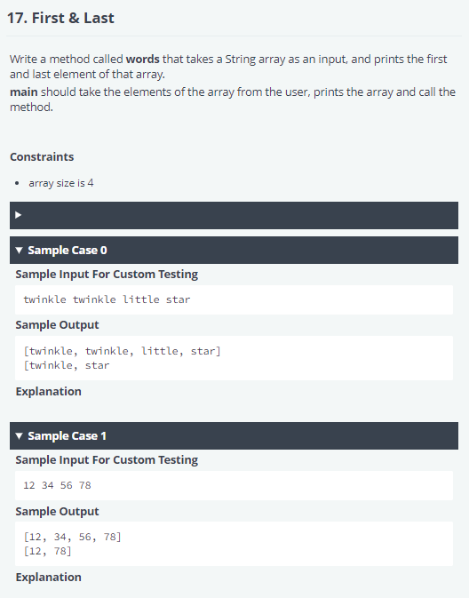 Solved Write a method called words that takes a String array | Chegg.com