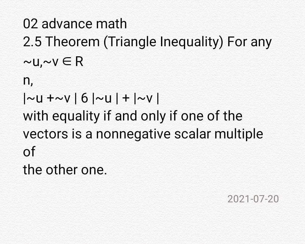 Solved 02 advance math 2.5 Theorem (Triangle Inequality) For | Chegg.com