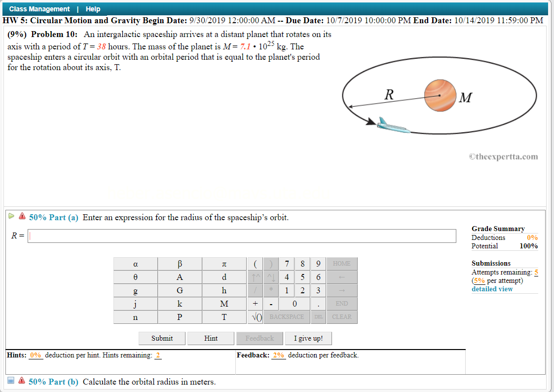 Solved Class Management | Help HW 5: Circular Motion and | Chegg.com