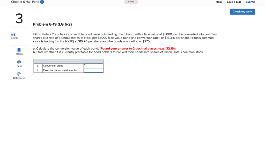 Solved Chapter 6 Hw Part Saved Help Save & Exit Submit Check | Chegg.com