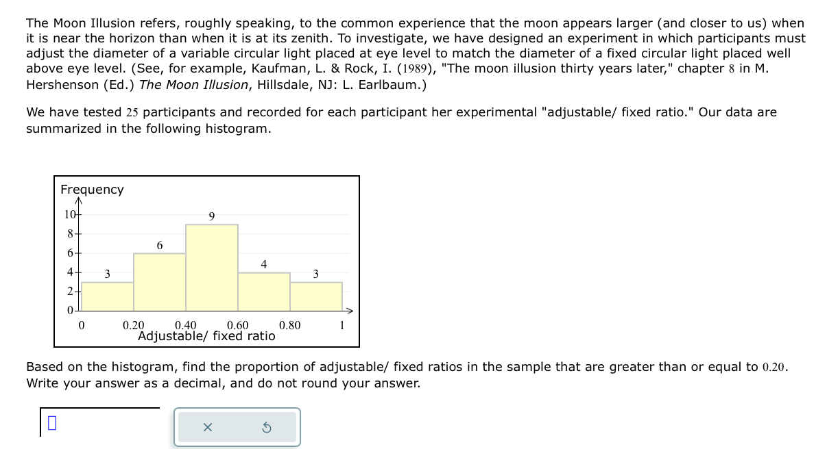 Solved The Moon Illusion refers, roughly speaking, to the | Chegg.com