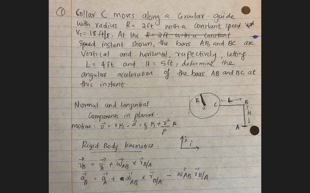 Solved Collar C moves along with radius are a Grcular. guide | Chegg.com