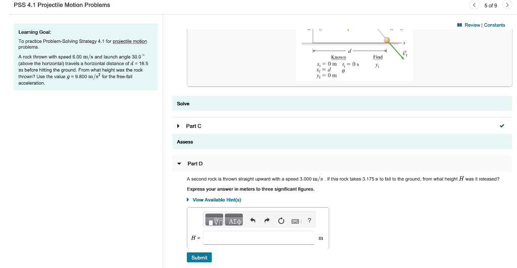 Solved PSS 4.1 Projectile Motion Problems 5 of 9 Review | Chegg.com