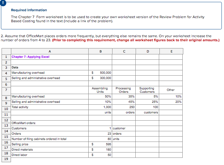 Required information The Chapter 7 Form worksheet is | Chegg.com