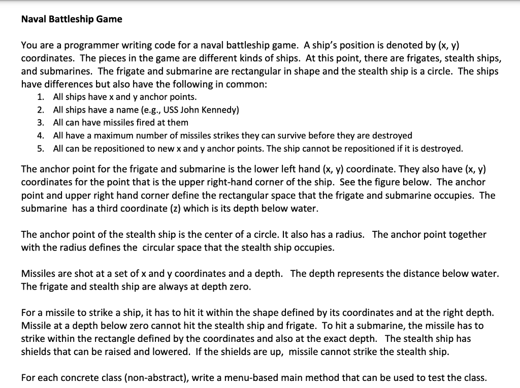 Solved Naval Battleship Game You are a programmer writing | Chegg.com