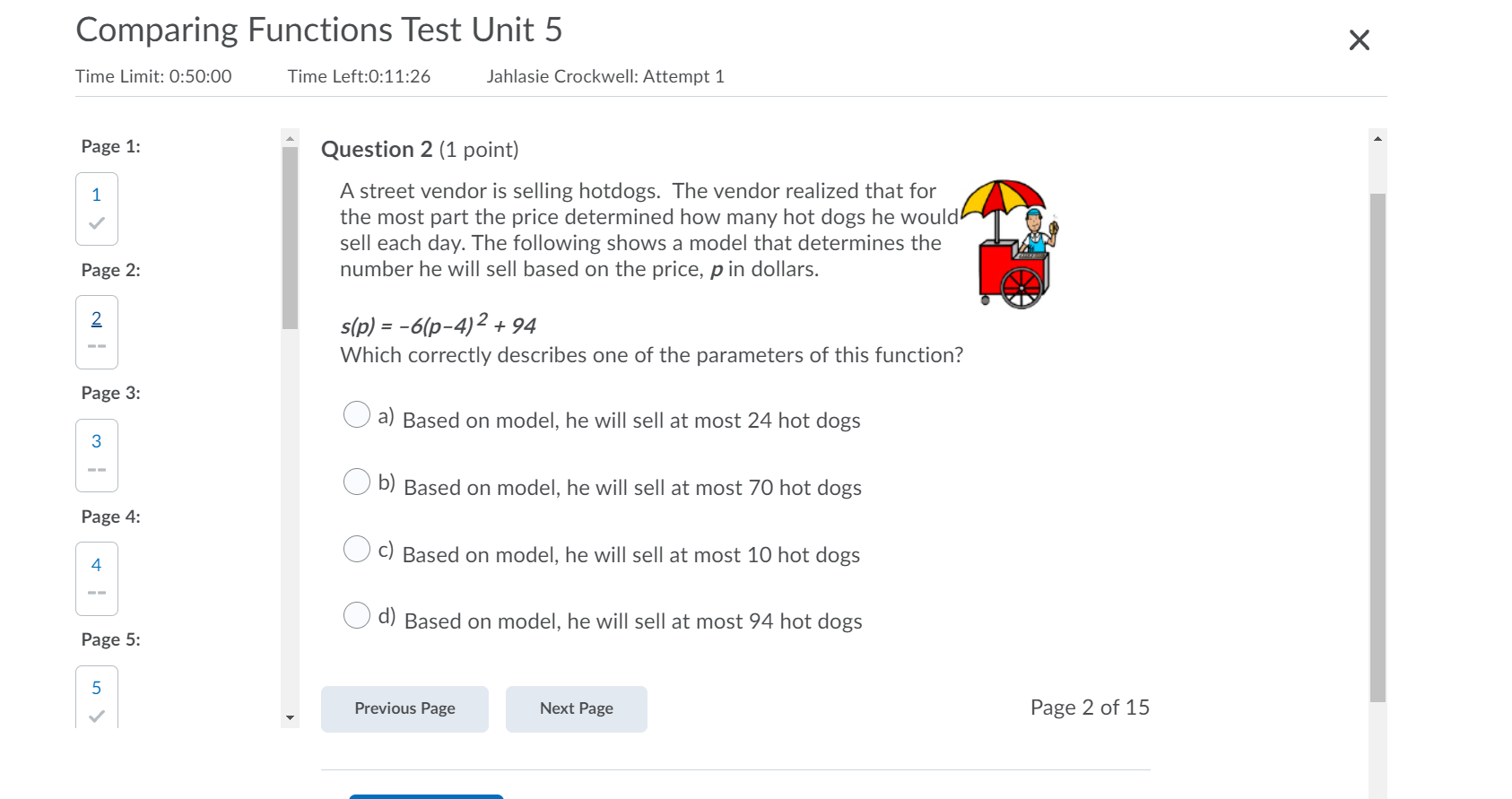 Solved Comparing Functions Test Unit 5 Х х Time Limit: | Chegg.com