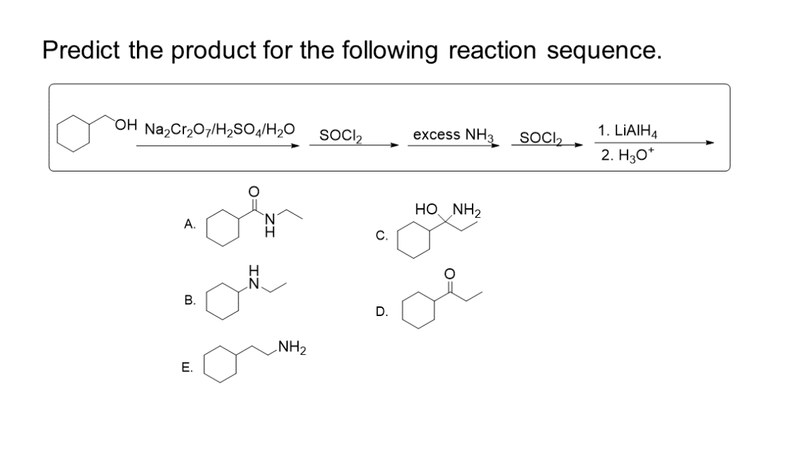 Solved Predict The Product For The Following Reaction