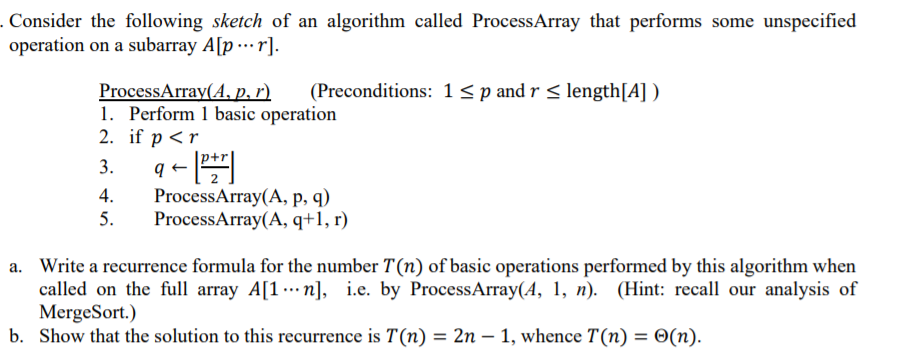 . Consider the following sketch of an algorithm | Chegg.com