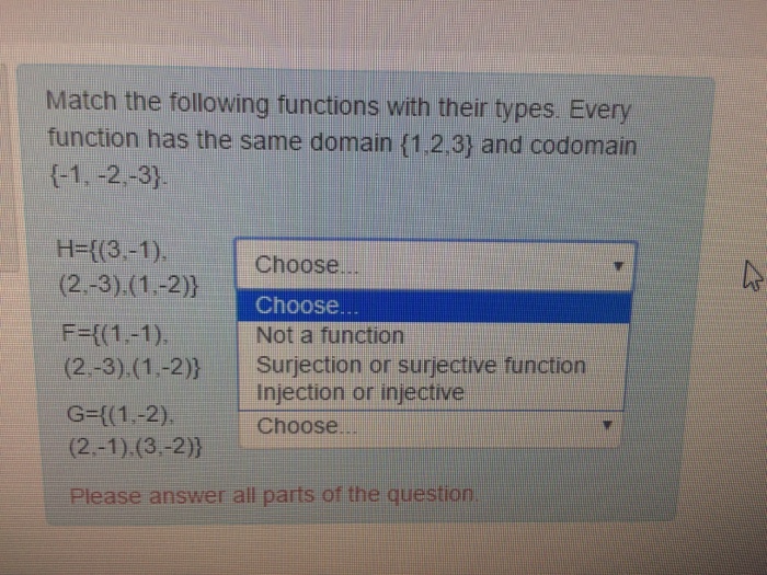 Solved Match the following functions with their types. Every | Chegg.com