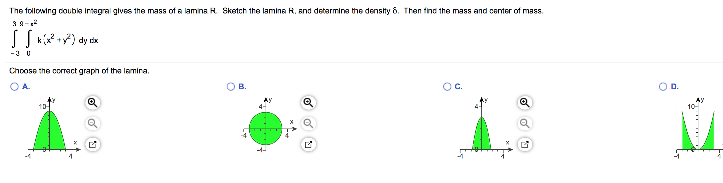 Solved The following double integral gives the mass of a | Chegg.com