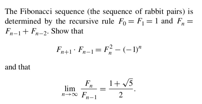 Solved The Fibonacci sequence (the sequence of rabbit pairs) | Chegg.com