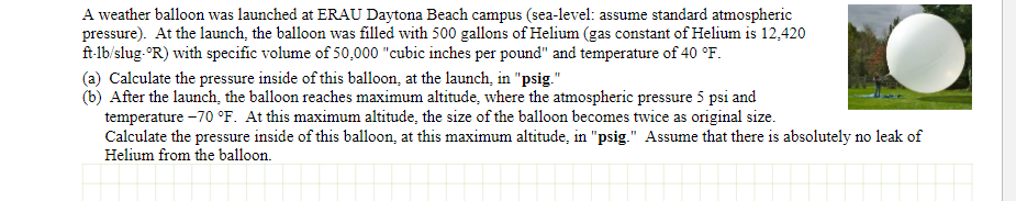 Solved A weather balloon was launched at ERAU Daytona Beach | Chegg.com