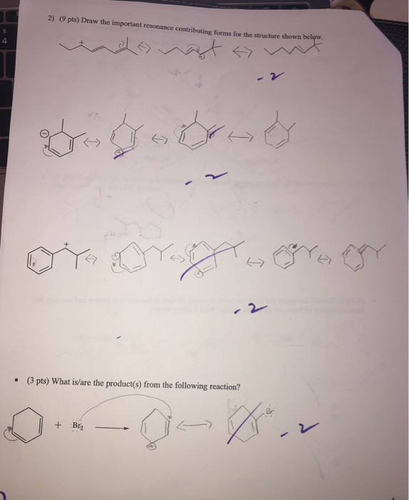 Solved 2) (9 pts) Draw the important resonance contributing | Chegg.com