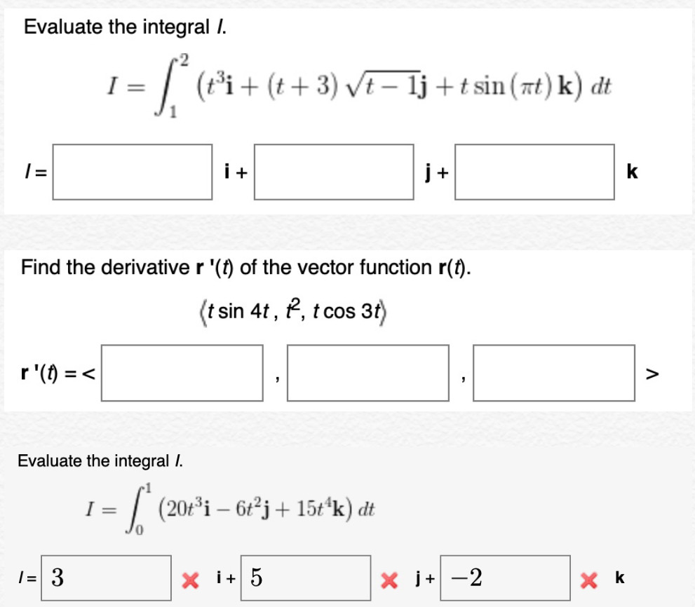 Solved Evaluate the integral I = | (t'i+ (t+ 3) /t- ljt | Chegg.com