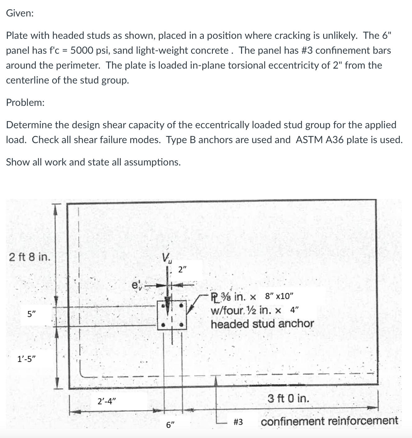 Solved Given: Plate with headed studs as shown, placed in a | Chegg.com