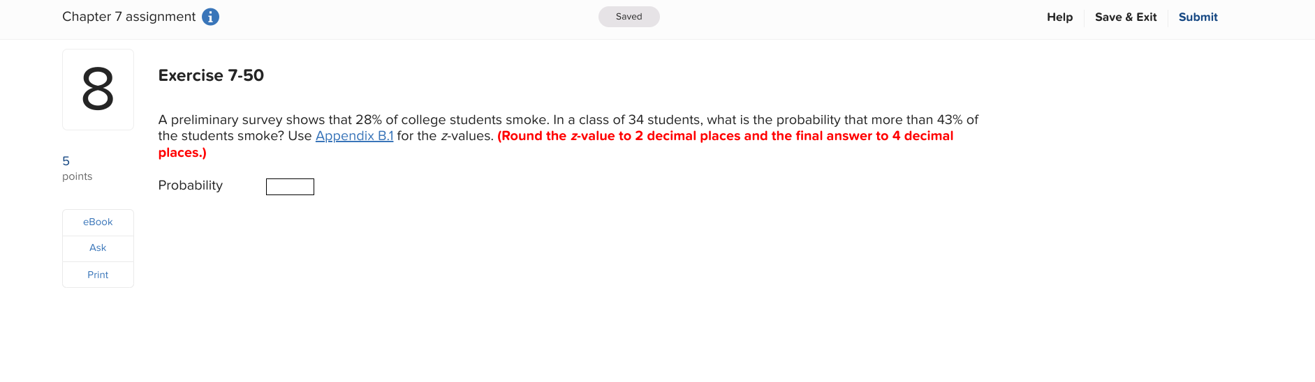 Solved Chapter 7 Assignment I Saved Help Save And Exit Submit